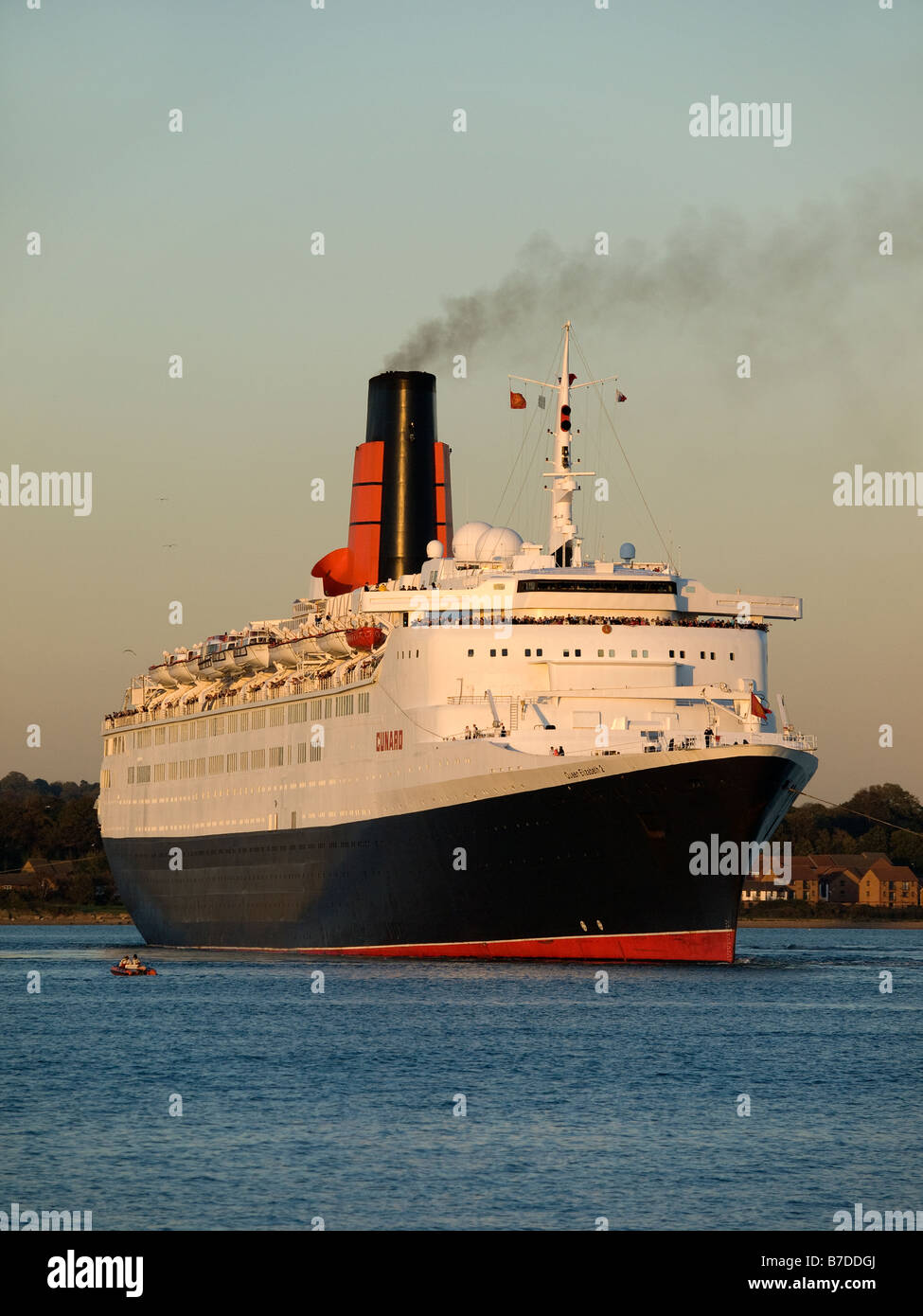 Cunard's Queen Elizabeth 2 leaving Southampton late afternoon 22nd ...
