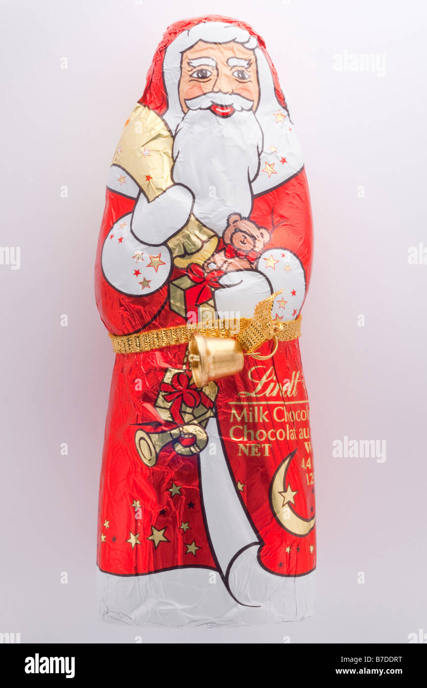 A close up of a chocolate father christmas (santa claus) shot on a ...