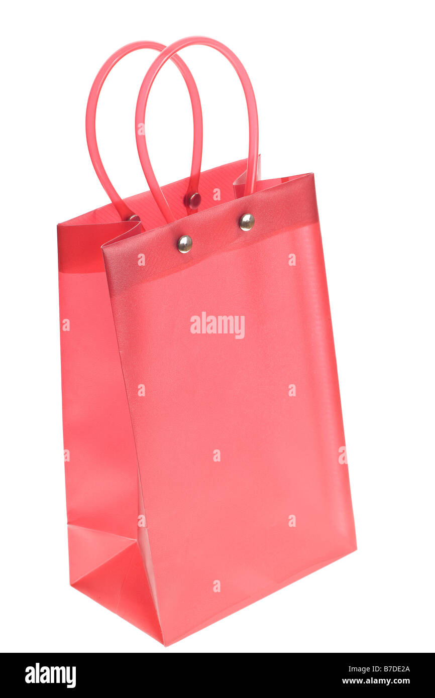 red shopping bag isolated on white background Stock Photo - Alamy