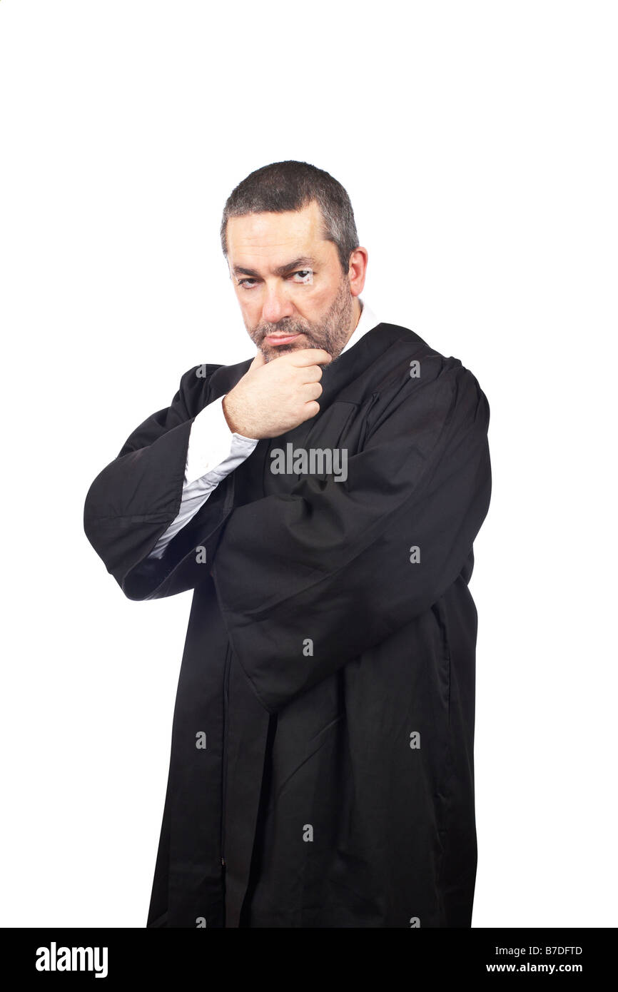 A serious male judge isolated on white background Stock Photo - Alamy
