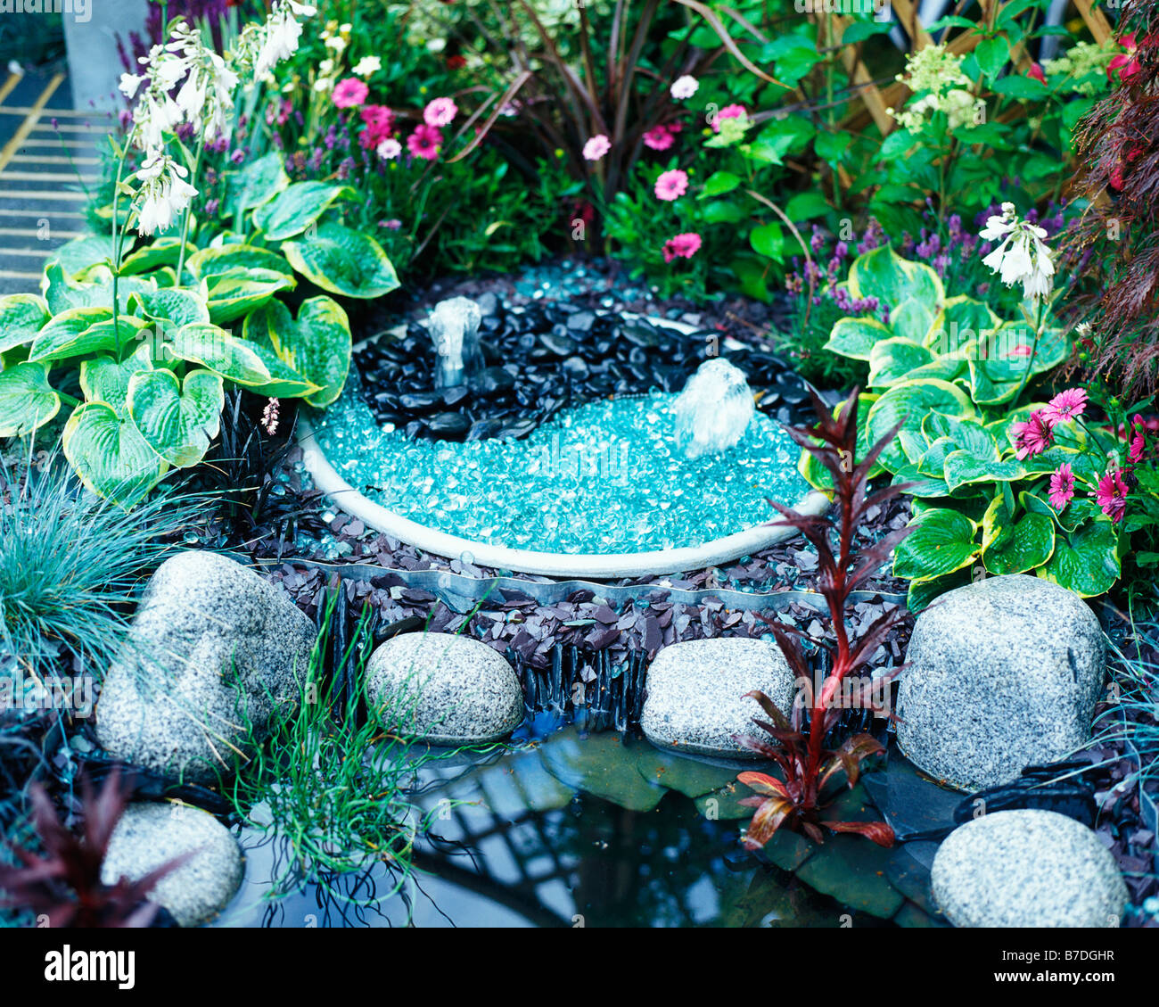WATER FEATURE USING CRUSHED GLASS Stock Photo - Alamy