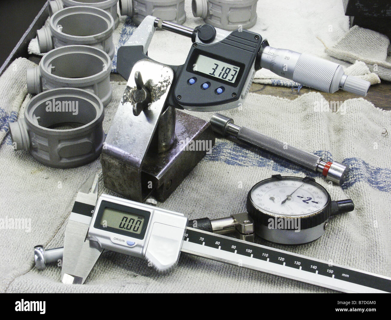 Manual measuring instruments at working place Stock Photo - Alamy