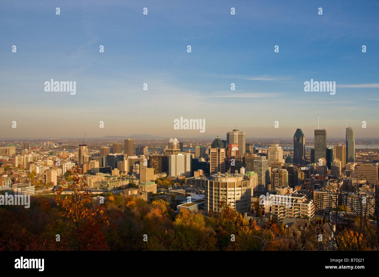 Skyline of Montreal as seen from the Observatory of the Chalet du Mont ...