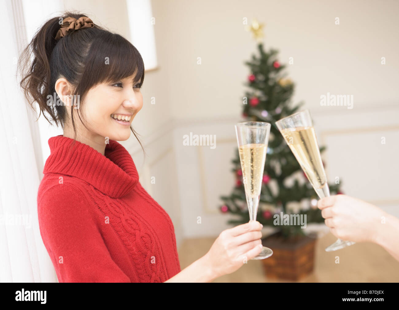 A woman having a toast Stock Photo - Alamy