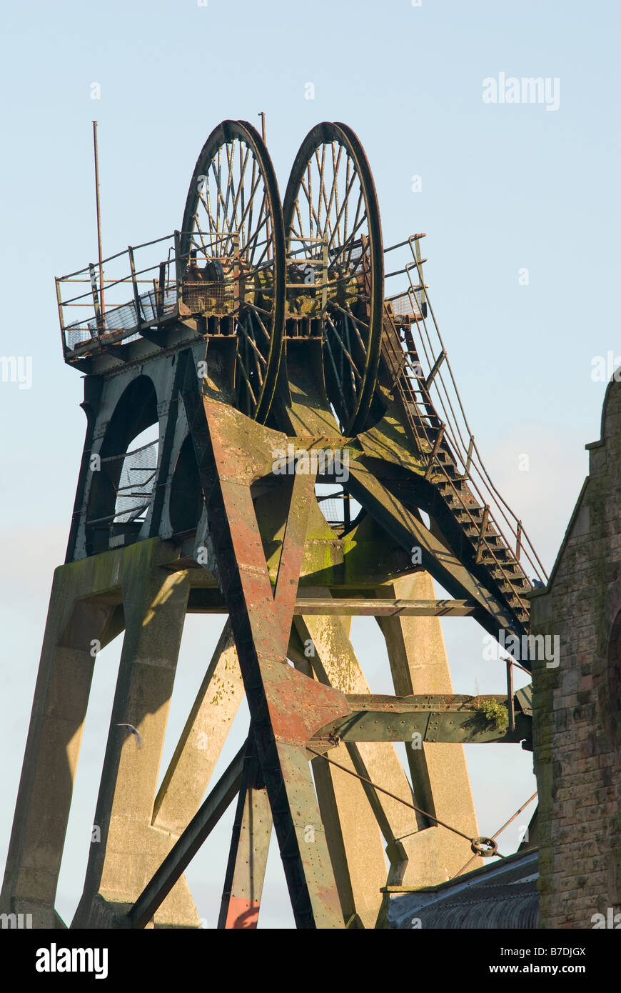 Pleasley colliery disused Winding wheels Stock Photo - Alamy