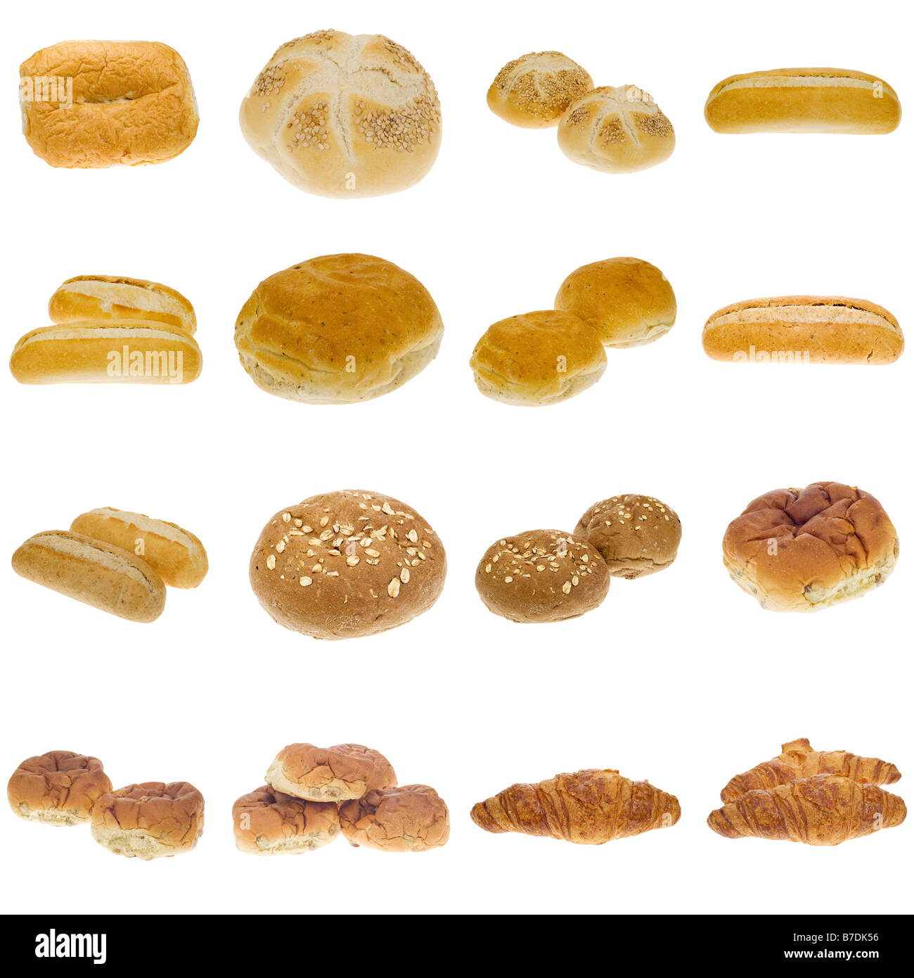 collection of freshly baked bread isolated on a white background Stock ...