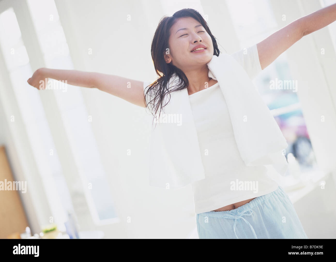 Woman stretching out Stock Photo - Alamy