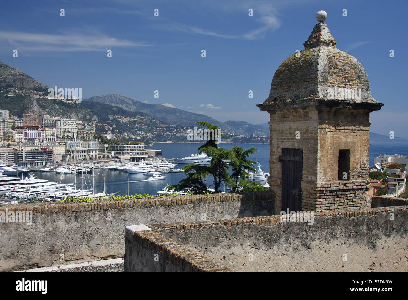 watchtower at the fortress wall of Monaco, France, Monaco Stock Photo ...