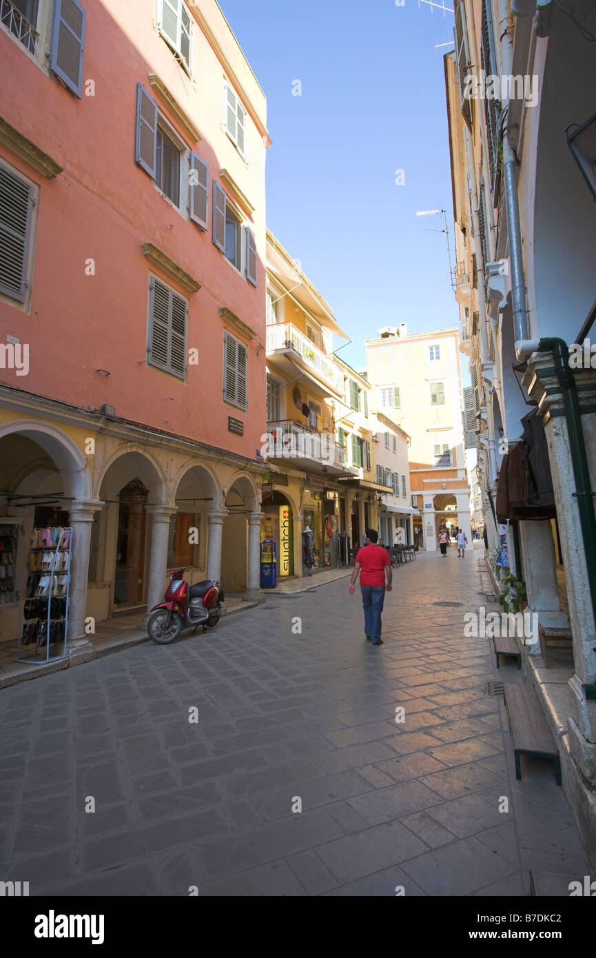 paved street Corfu Town Stock Photo - Alamy
