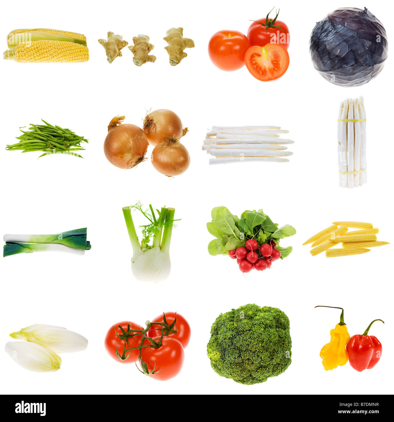 vegetable collection isolated on a white background Stock Photo - Alamy