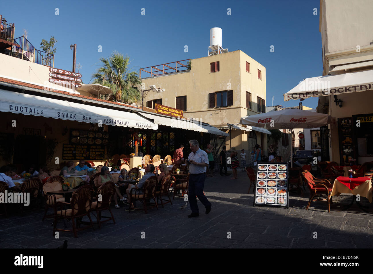 Greece Greek restaurant in Rodos Stock Photo - Alamy