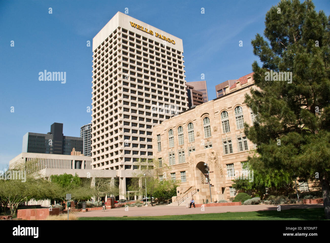 USA, Arizona, Phoenix City Hall Office buildings in background Stock ...