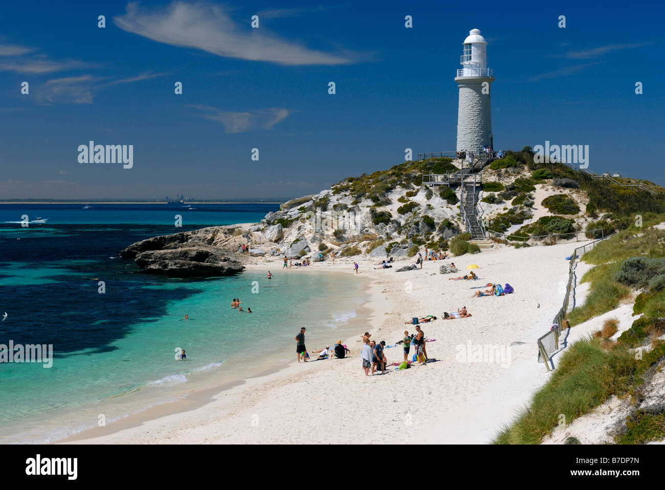 Bathurst lighthouse and beach Rottnest Island Western Australia Stock ...