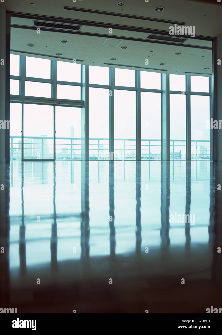 Inside of glass-walled building Stock Photo - Alamy