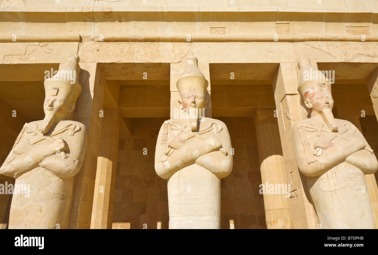 Resored Osirid statues of the female Pharaoh in the temple of ...