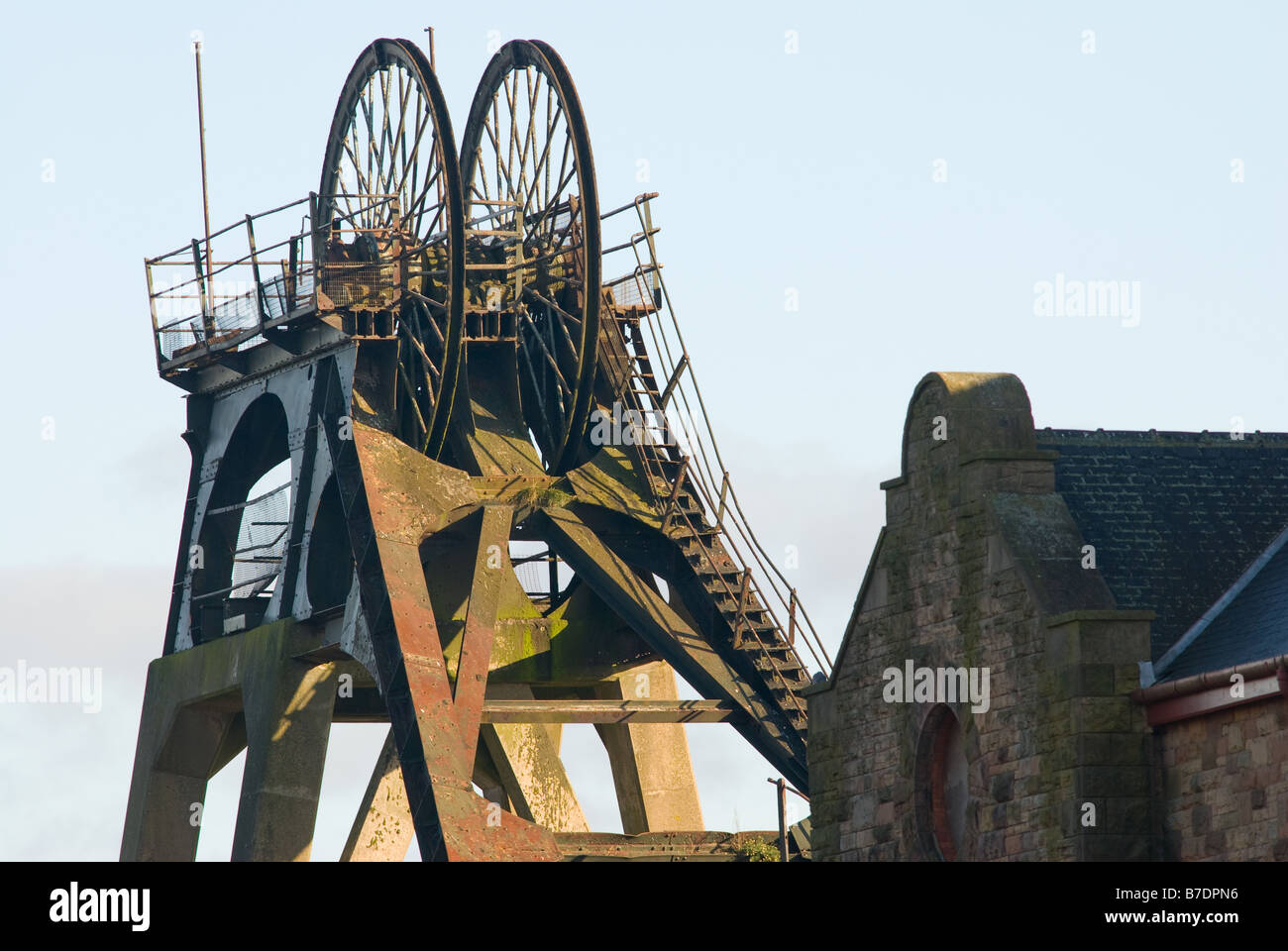 Pleasley colliery disused Winding wheels Stock Photo - Alamy