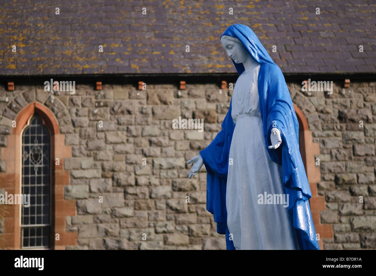 Statue of Virgin Mary outside Catholic chapel in Glenarm, County Antrim ...