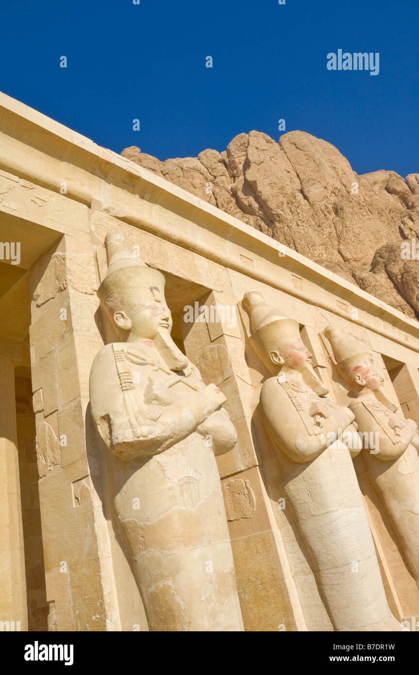 Resored Osirid statues of the female Pharaoh in the temple of ...