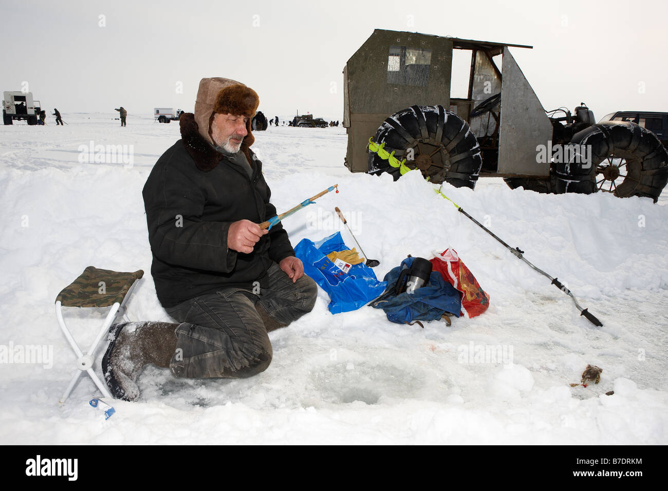 Ice fishing for smelts, Anadyr Chukotka, Siberia Russia Stock Photo - Alamy