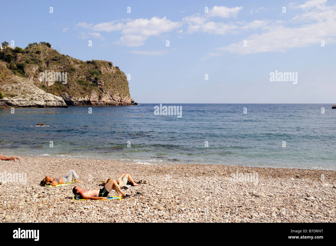 Taormina Mare or Mazzaro with Isola Bella and beach, Taormina, Sicily ...
