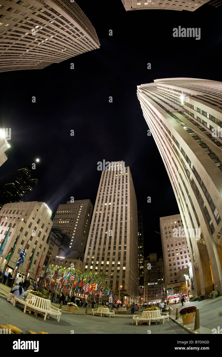 Rockefeller Plaza at night Stock Photo - Alamy
