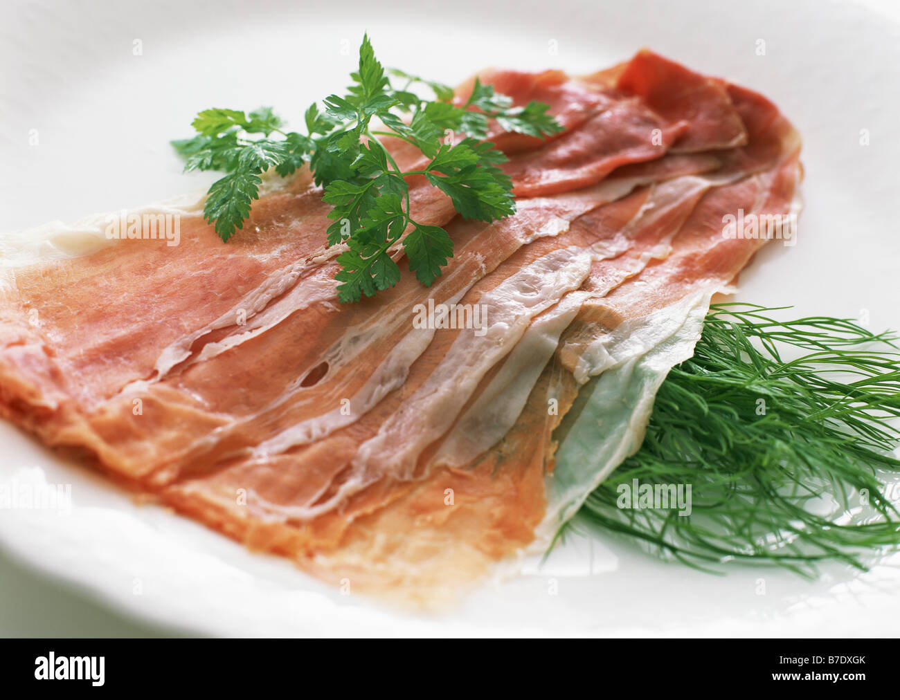 Raw Ham and Herb Stock Photo - Alamy
