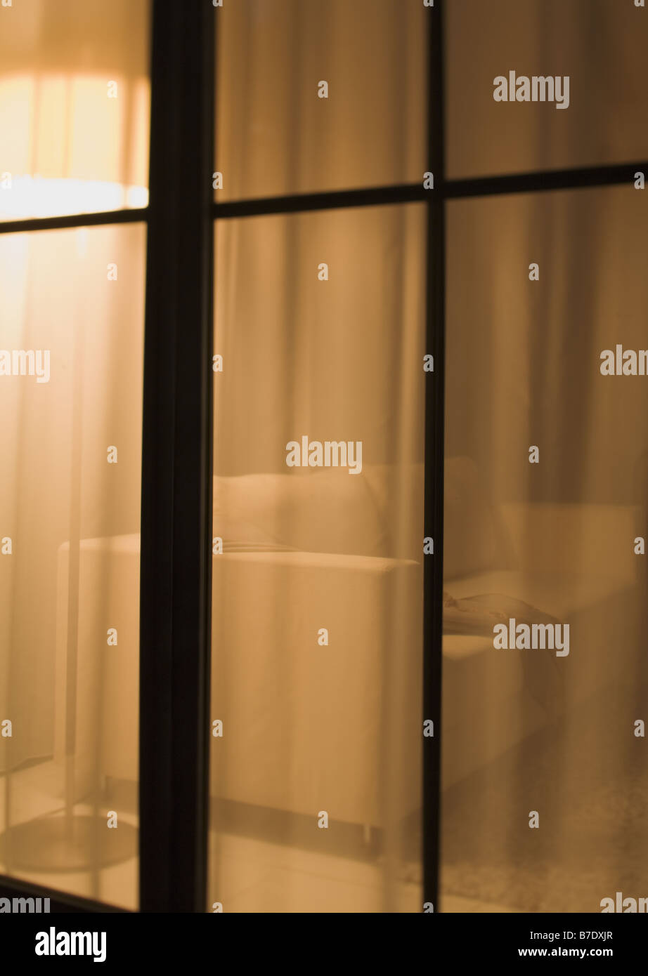 Curtains behind window Stock Photo - Alamy