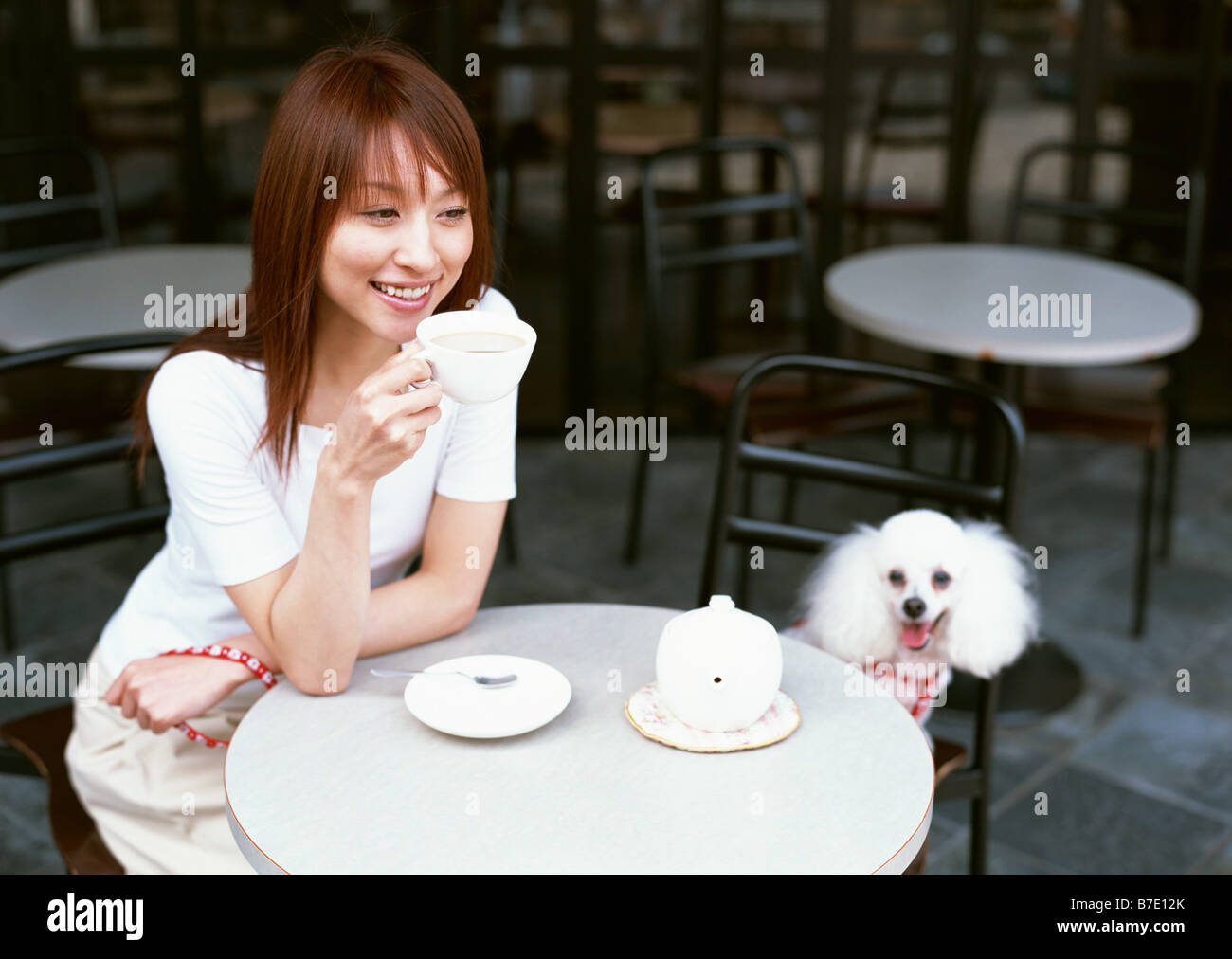 Tea break at outdoor cafe Stock Photo - Alamy