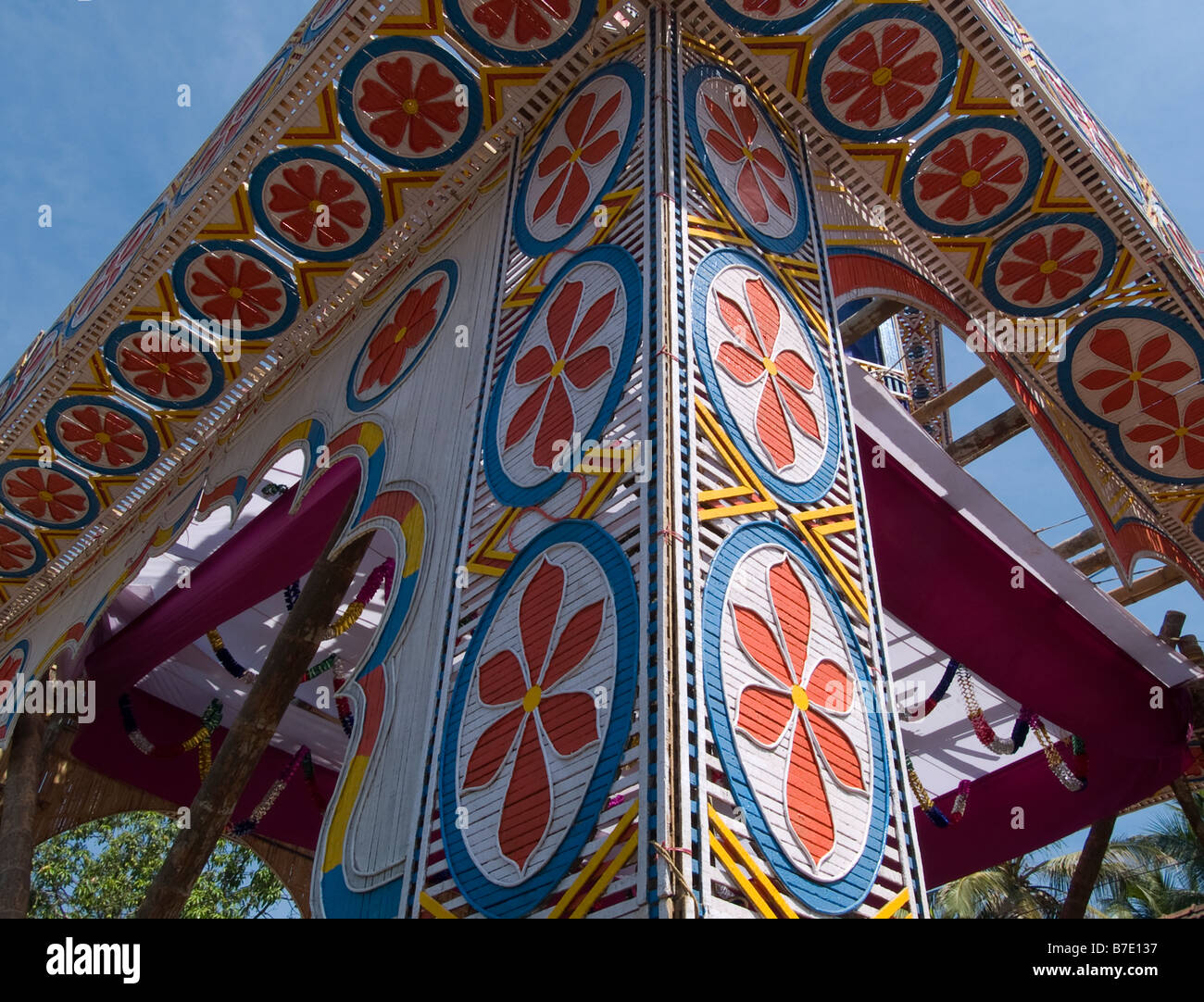a temporary canopy forms a decorative entrance to an Indian Hindu ...
