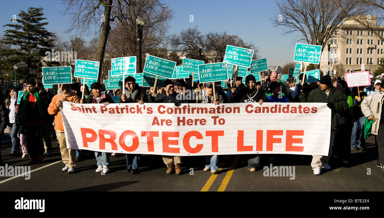 Pro-Life supporters marching with signs - Washington, DC USA Stock ...