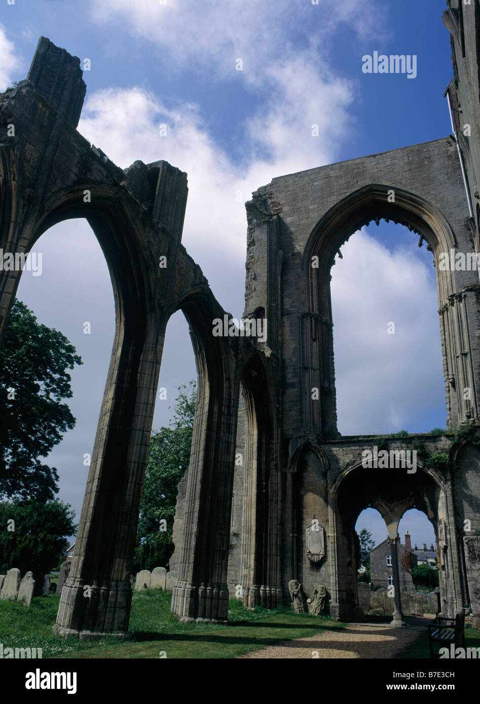 Crowland Abbey Ruins Nave Carved stone arches CROWLAND LINCOLNSHIRE ...