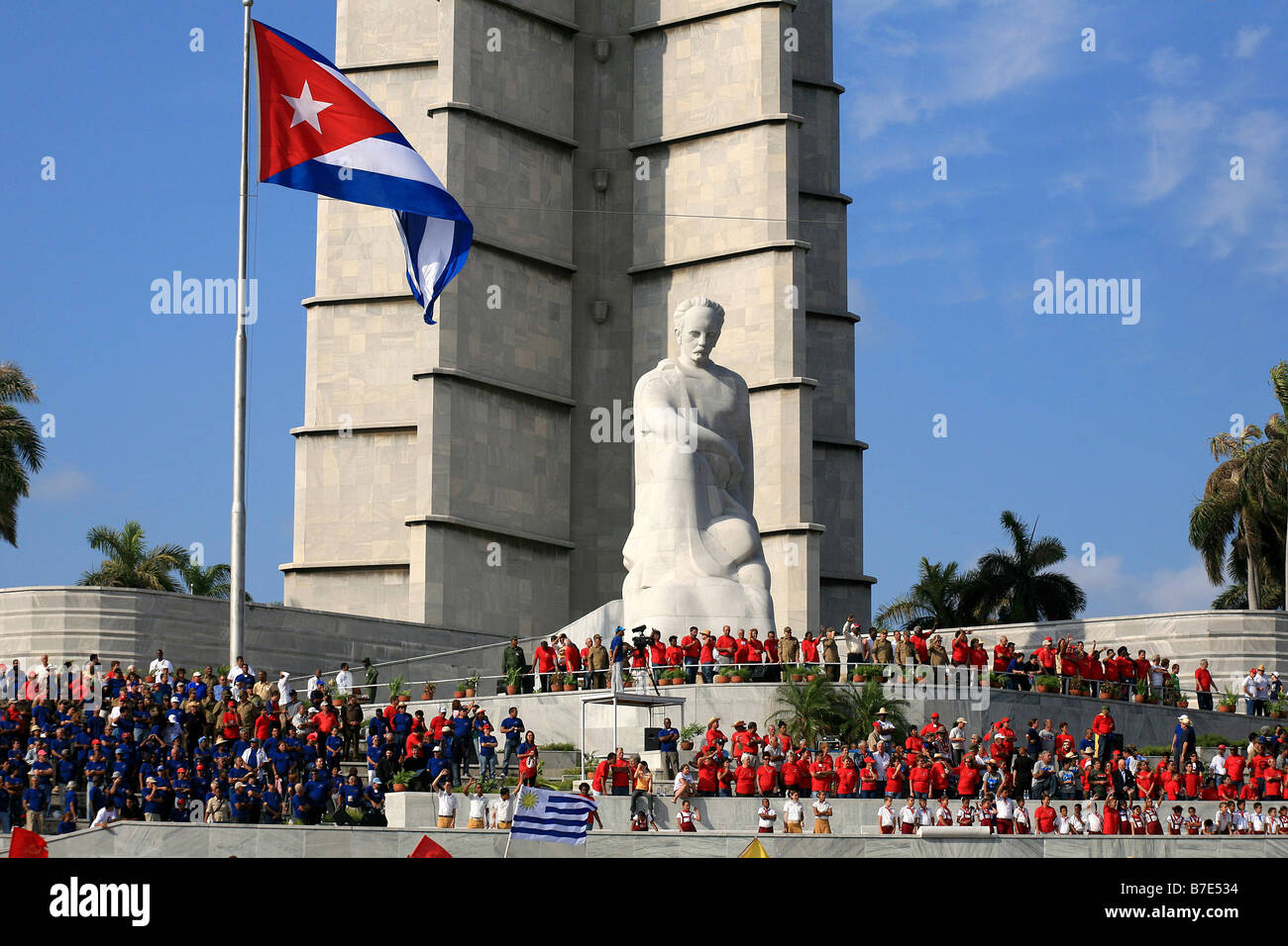 People demonstrating for Labour Say, Havana, Cuba island, West Indies ...