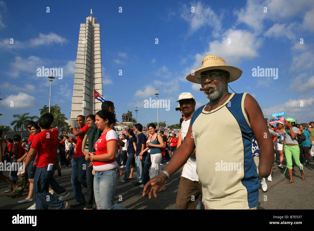People demonstrating for Labour Say, Havana, Cuba island, West Indies ...