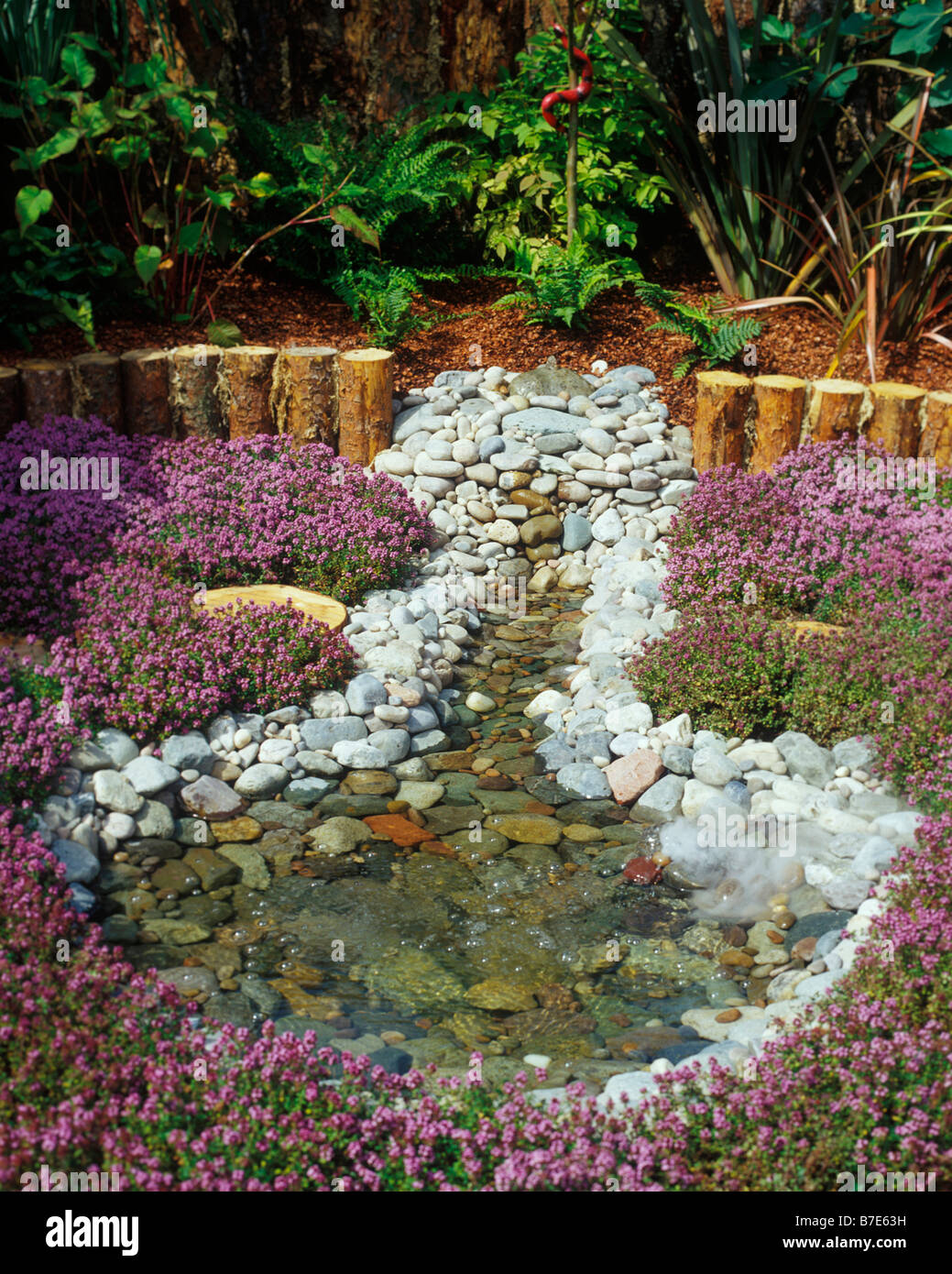 WATER FEATURE WITH HEATHER Stock Photo - Alamy