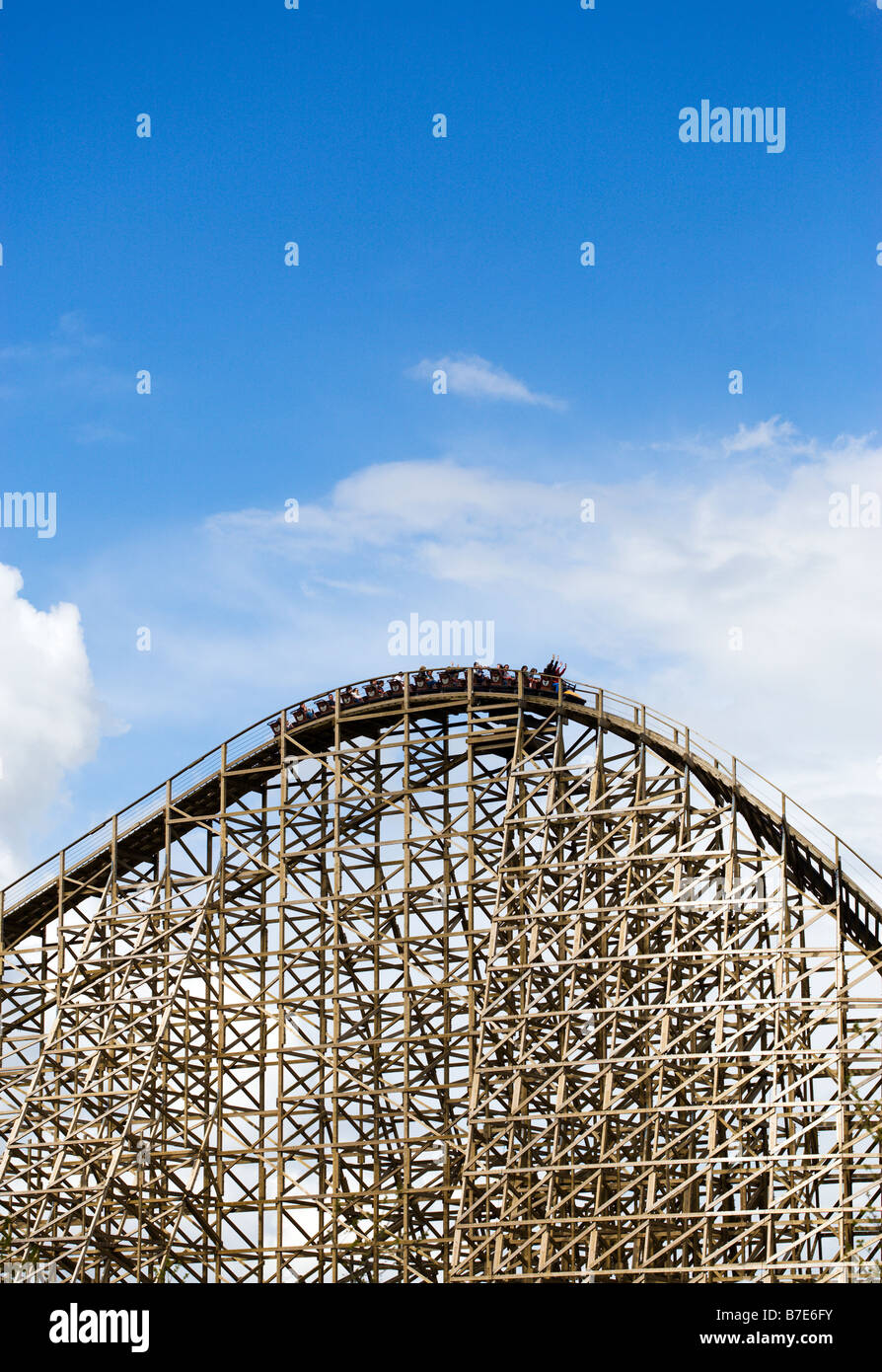 full cart on top of wooden rollercoaster Stock Photo - Alamy