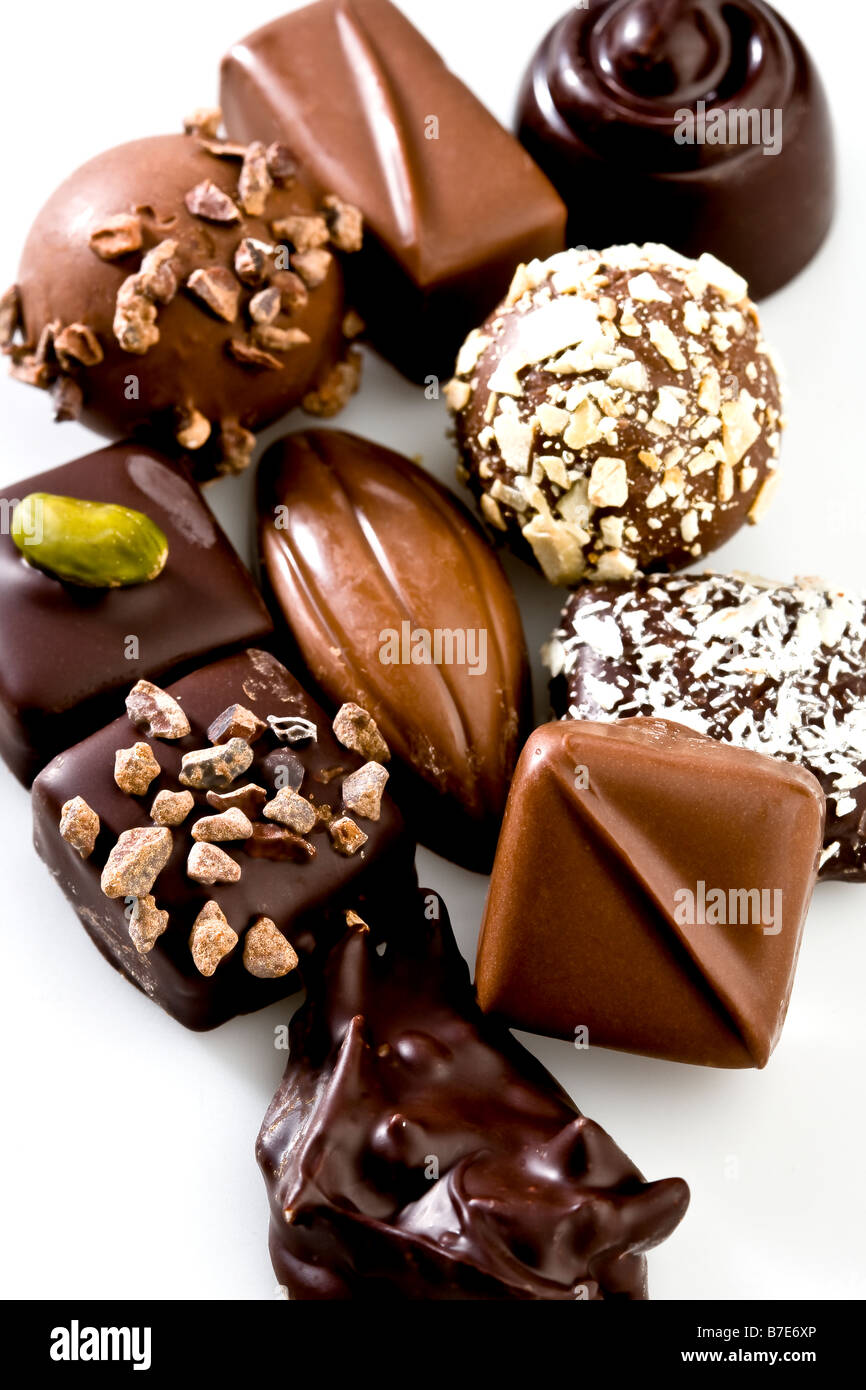 Handmade chocolate pieces Stock Photo - Alamy