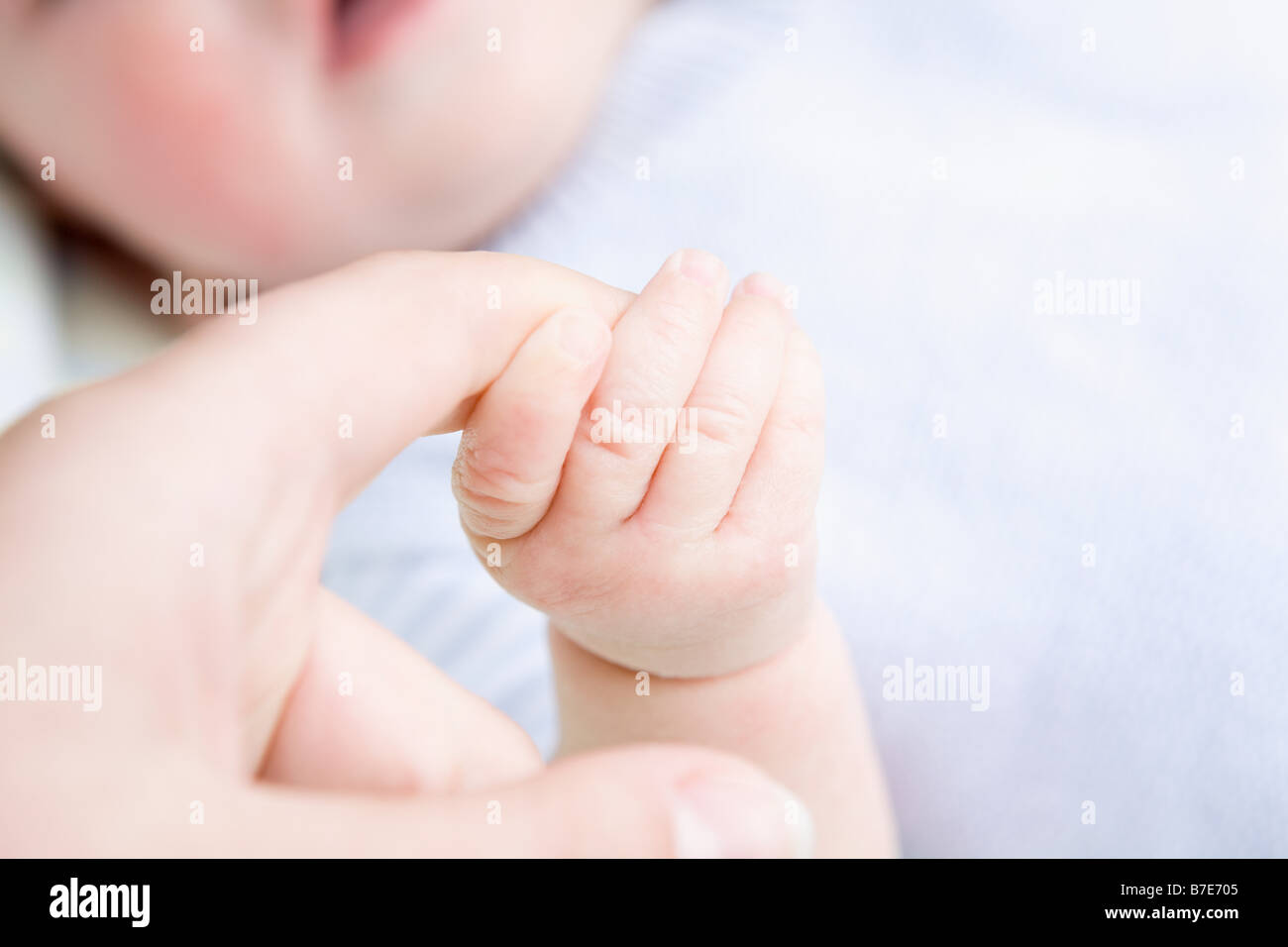 Baby holding adult finger Stock Photo - Alamy