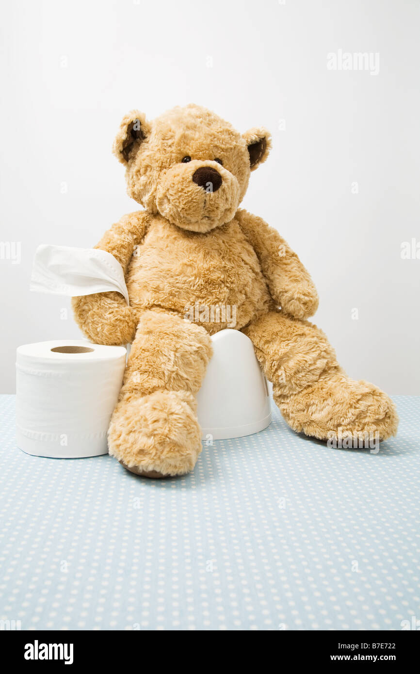 Teddy bear on potty Stock Photo - Alamy