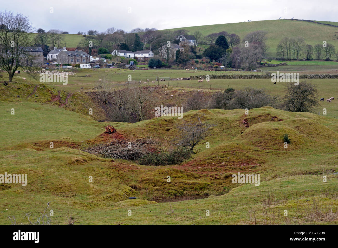 Iron ore spoil heaps and mine workings. Lindal-in-Furness, Cumbria ...