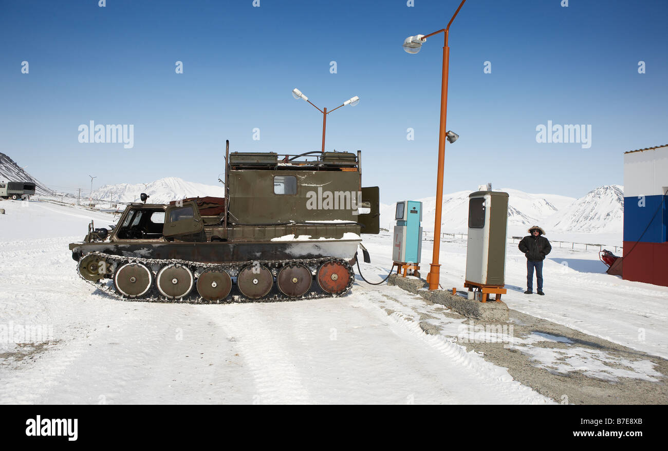 Modified Russian Tank (Vezdekhod) at gas station, Anadyr, Siberia ...