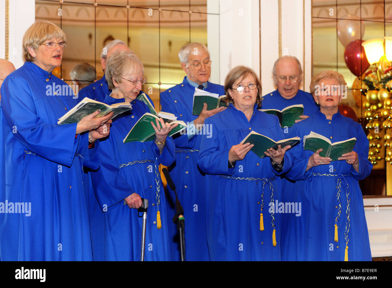Bradford Choir sing carols at a Christmas Party West Yorkshire Stock ...