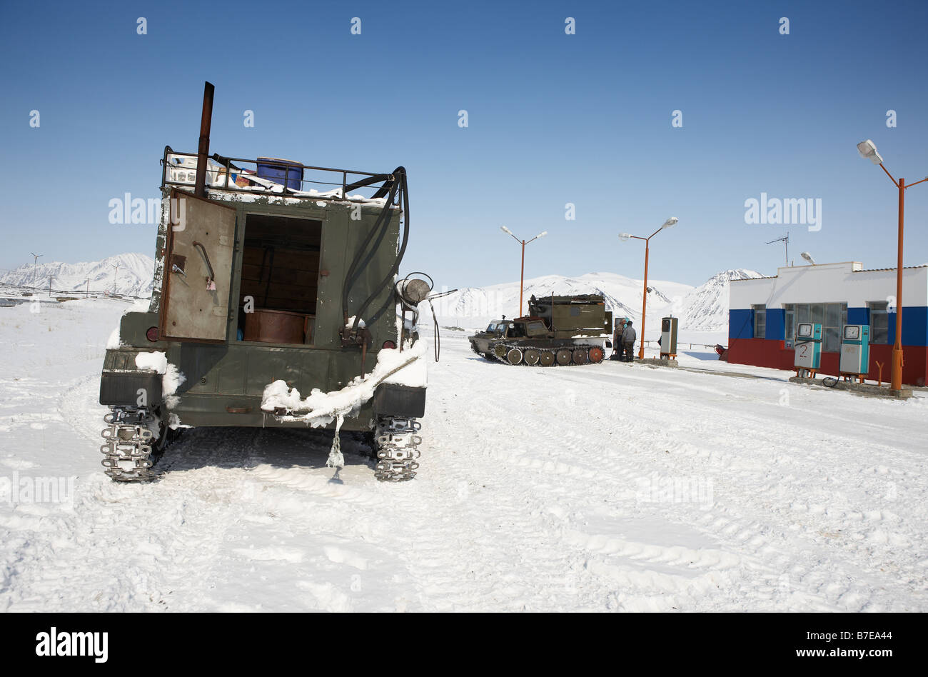 Modified Russian tank (Vezdekhod) at Gas Station, Anadyr, Siberia ...