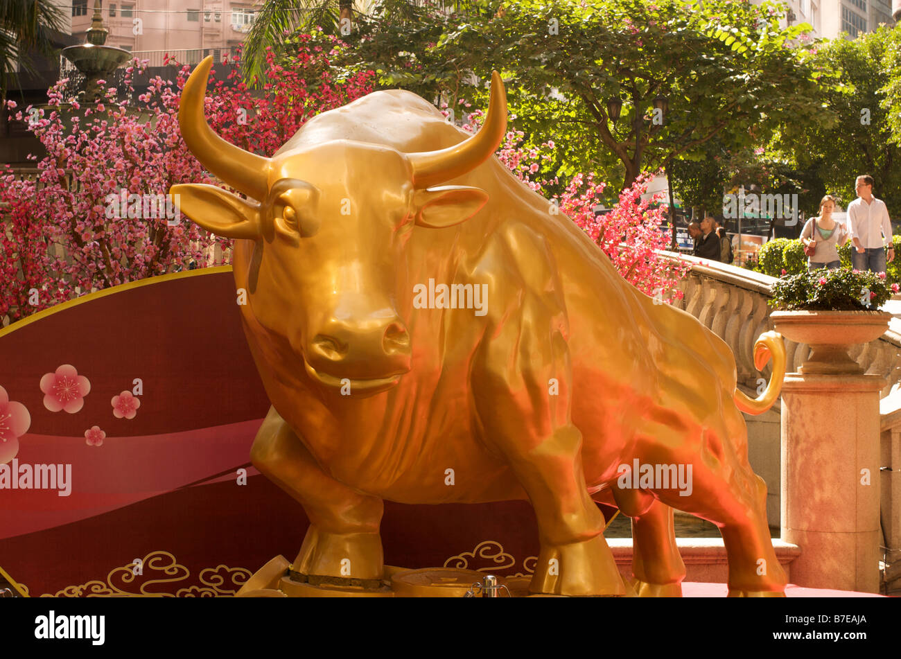 Ox Statue at Millennium Plaza, Hong Kong, to welcome the Year of the Ox ...