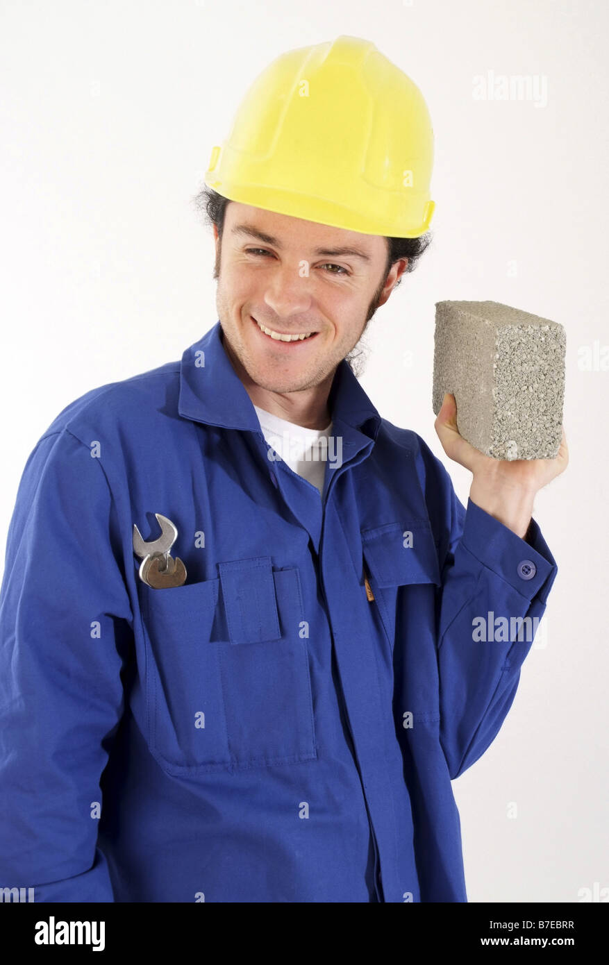 Construction worker man happy Cut Out Stock Images & Pictures - Alamy