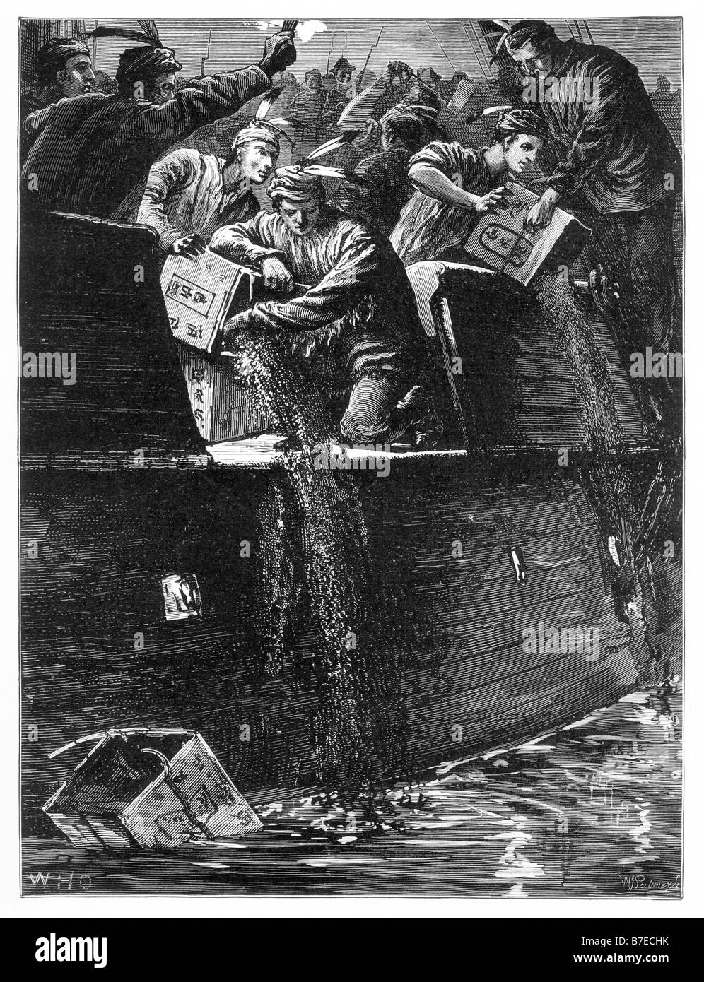 Pouring the Tea into The Harbour Boston Tea Party Boston Massachusetts ...