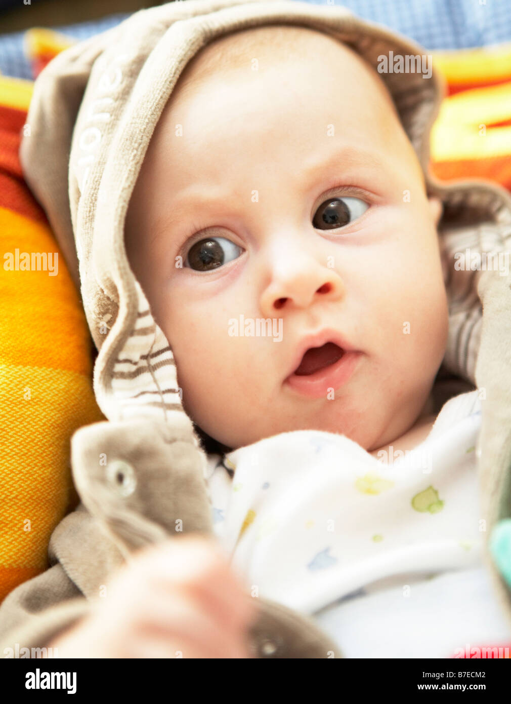Baby with hood Stock Photo - Alamy