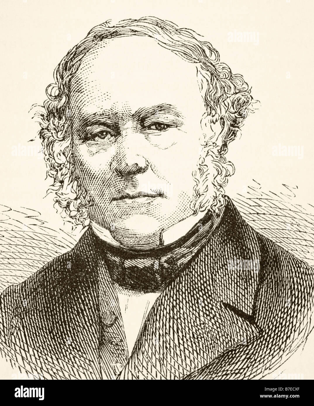 Sir Rowland Hill, 1795 to 1879. Reformer of the British postal service ...