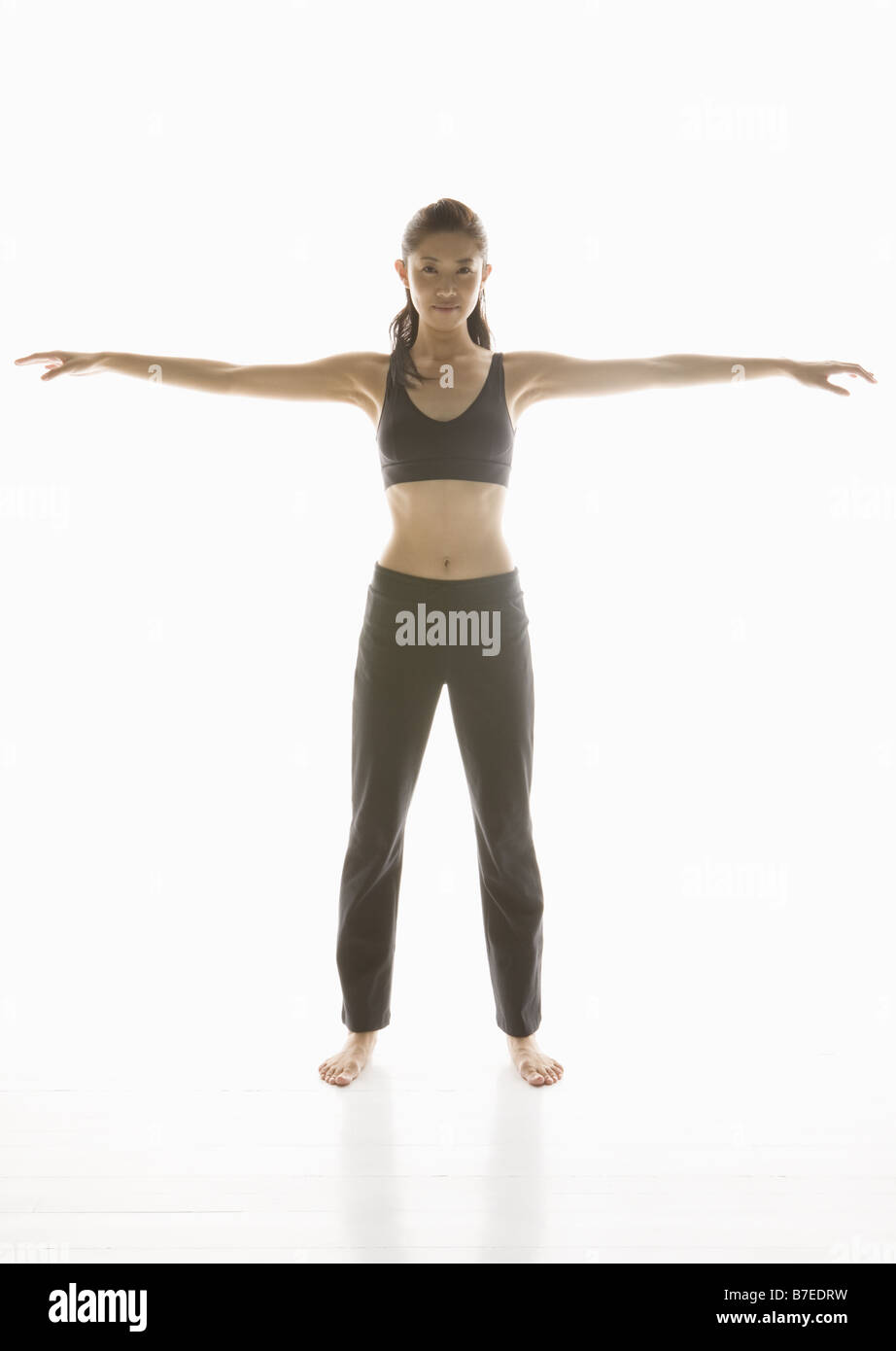 Woman opening her arms Stock Photo - Alamy