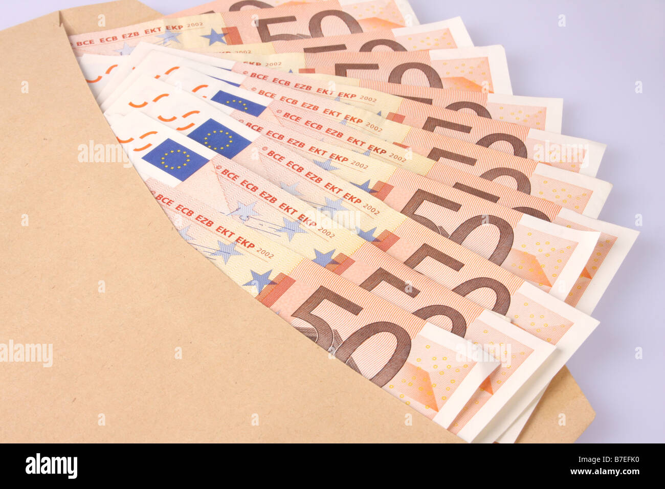 Fifty Euro bank notes in an envelope Stock Photo - Alamy
