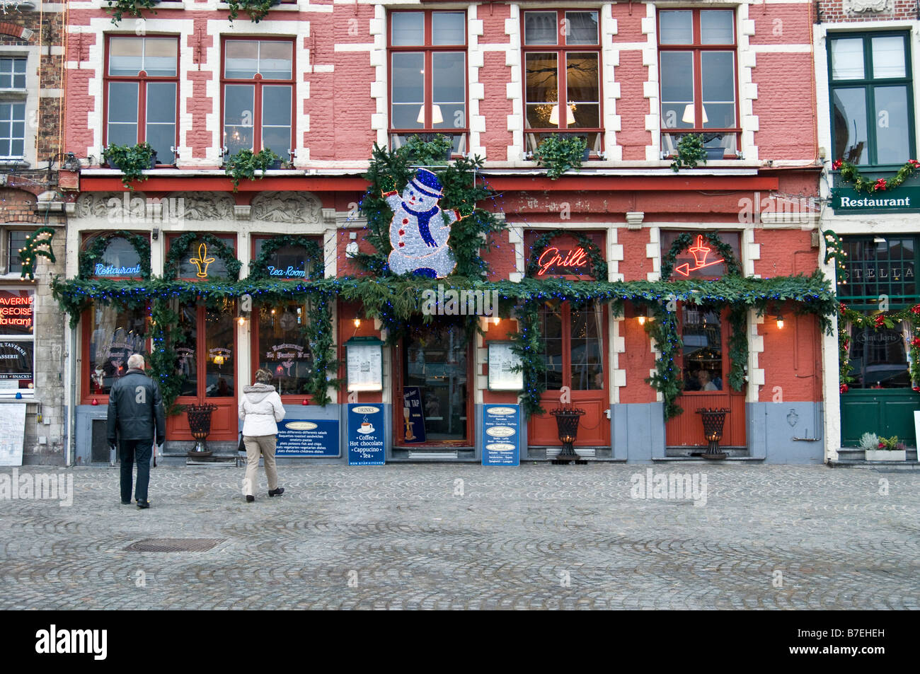 Restaurant in the centre of Brugge Flanders Belgium There is a snowman ...
